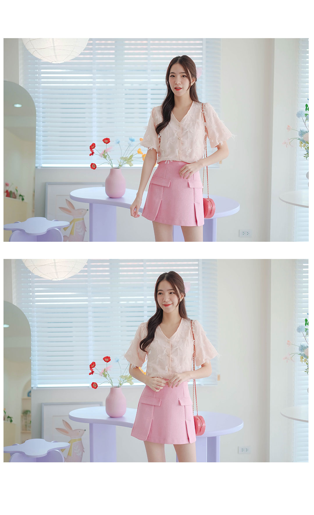 08-291 Pink Mello Ribbon Top