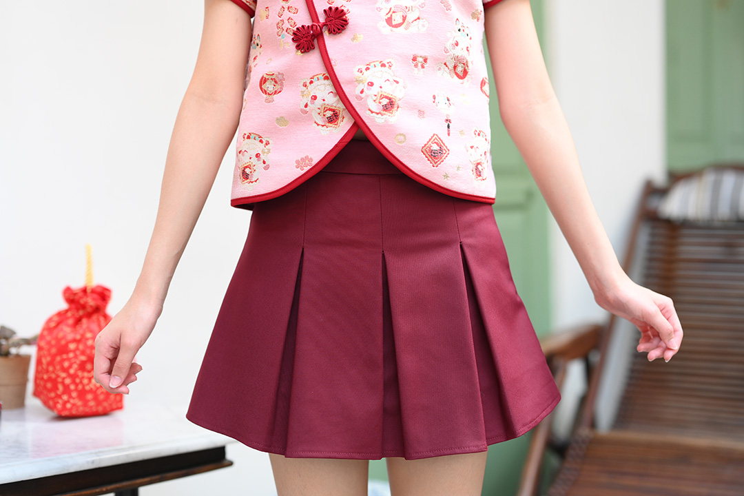 19-300 Red Wine Flip Skirt - 3 ไซส์